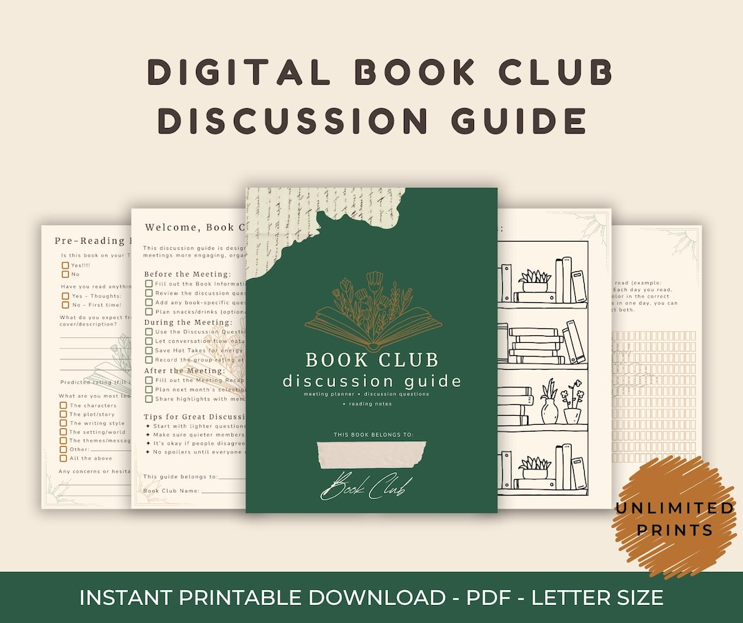 Book Club Planner & Discussion Guide | Meeting Notes, Reading Tracker ...