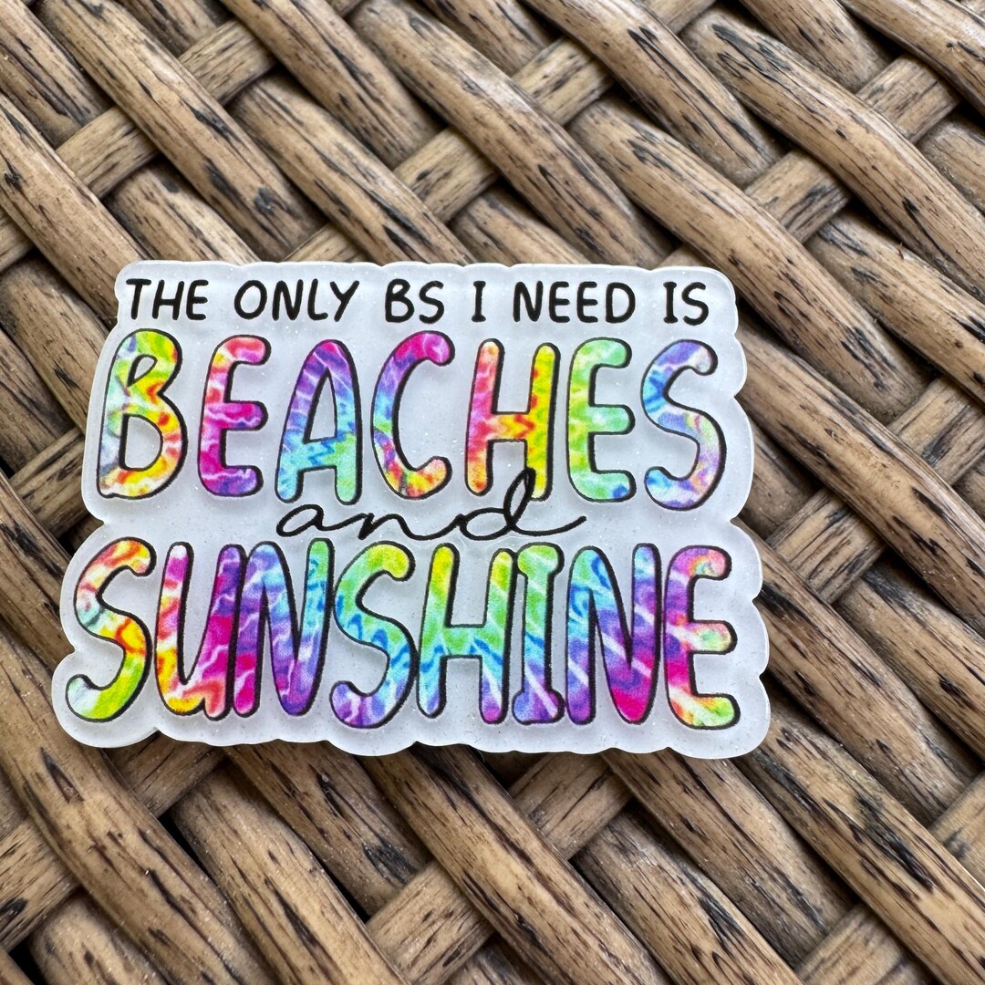 Beaches and Sunshine Badge Reel Topper: Glitter Acrylic Cabochon - Etsy