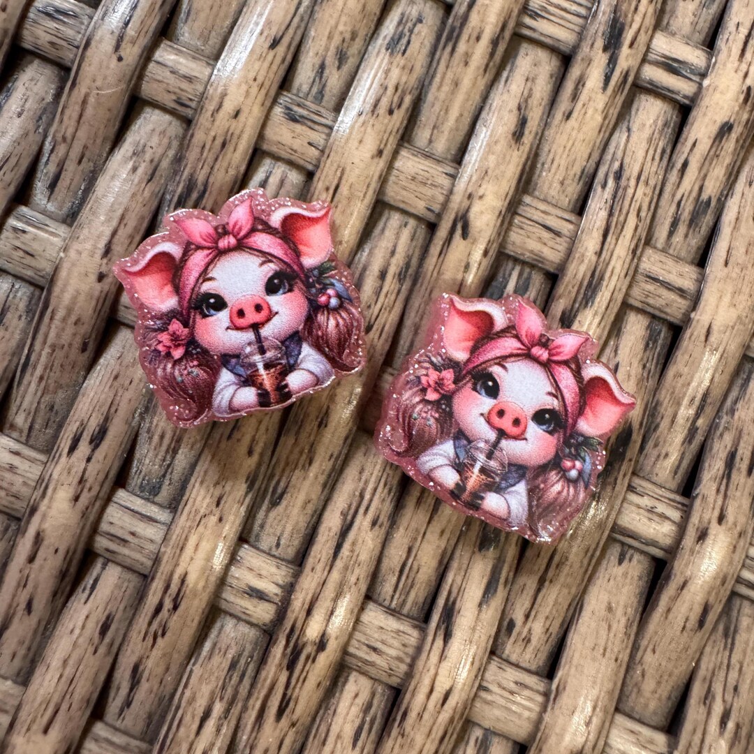 Small Acrylic Focal Bead Set of Two Pid, Double-sided Charms for ...