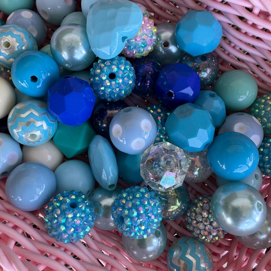 20 Blue Assorted Bead Mix: 20mm Bubblegum Beads for Crafting - Etsy