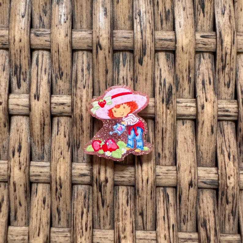 Small Acrylic Focal Bead Set of Two Strawberry Girl– Double-sided Image ...