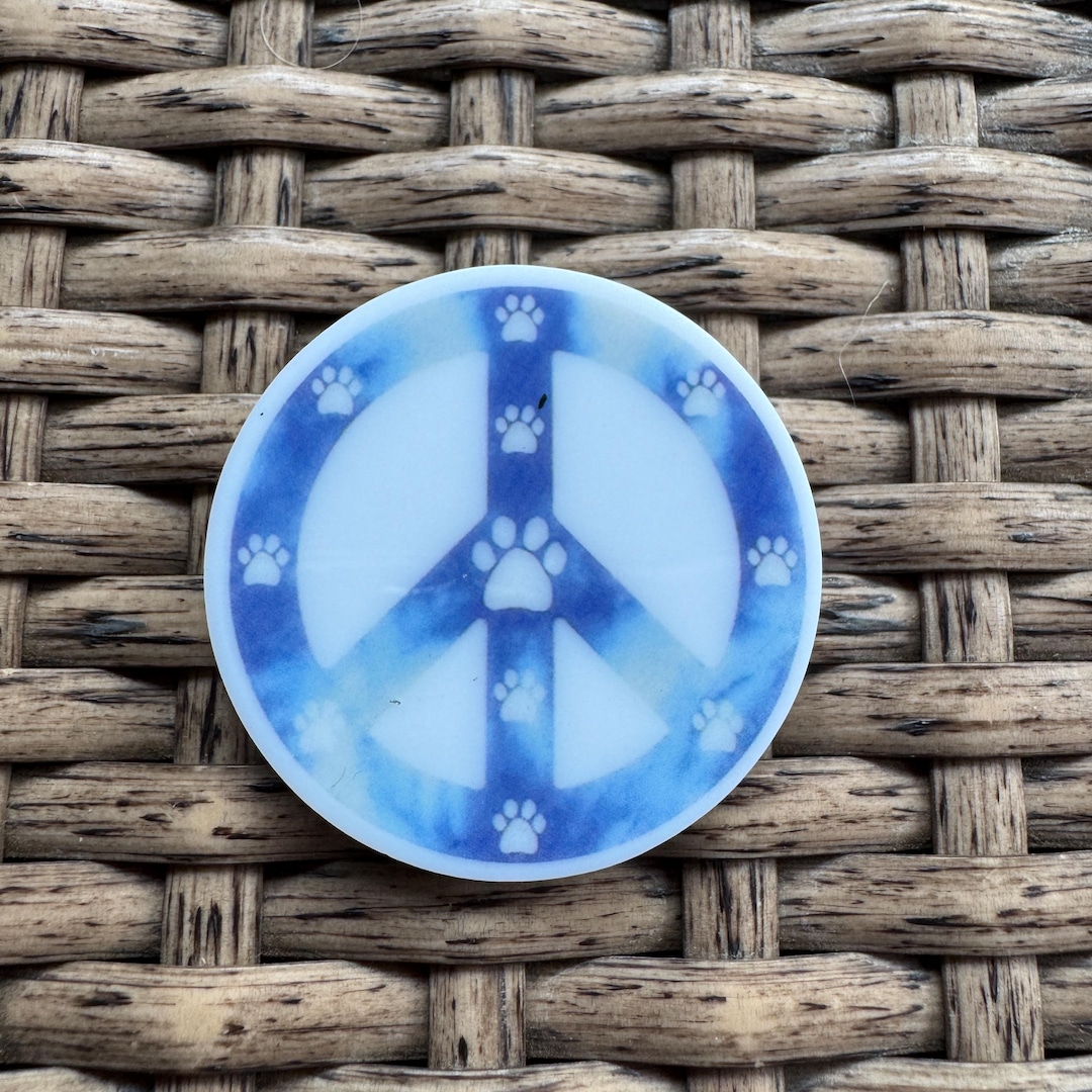Paw Print Peace Acrylic Flatback | Peace Sign Badge Reel Topper | Craft ...