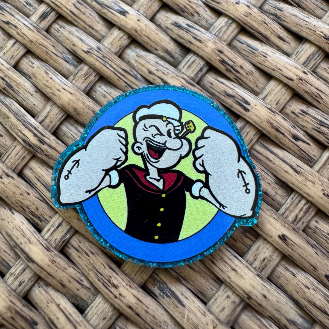 Popeye Glitter Flatback: Cartoon Badge Reel Topper, Craft Cabochon - Etsy