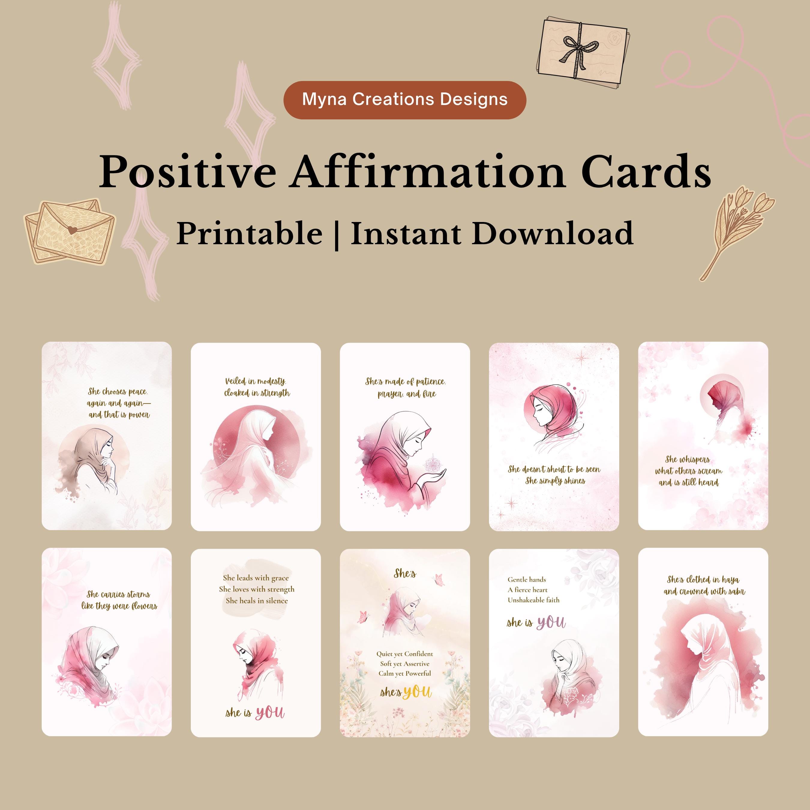 Muslimah Affirmation Cards Printable Islamic Quotes for Women Hijabi ...