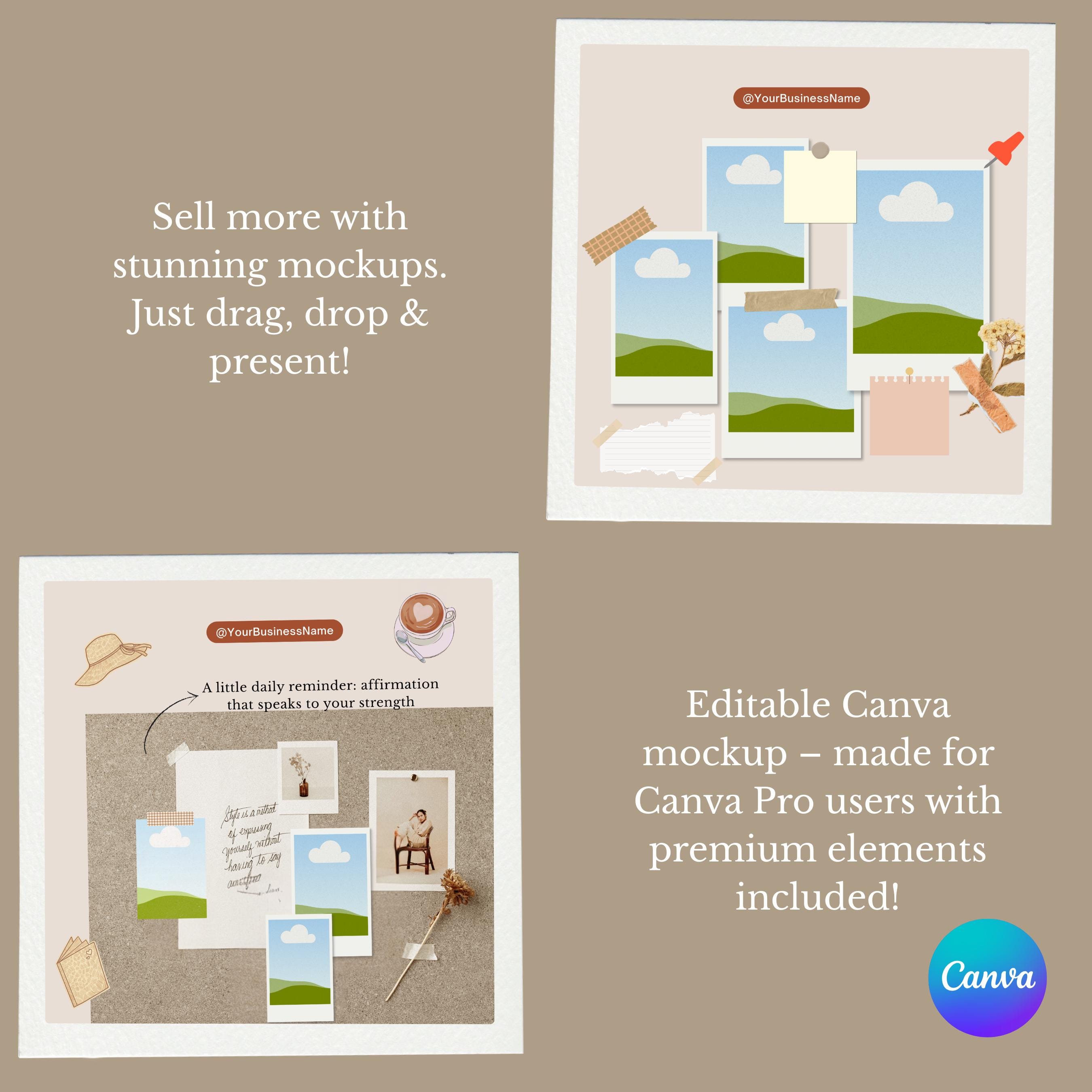 Affirmation Cards Mockup Canva Pro Template Bundle Editable Minimalist ...