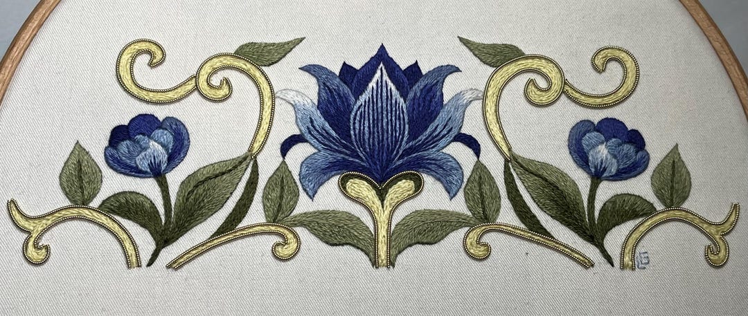 Silk Shading, Embroidery, Hand Stitching, DIY Kit - Art Nouveau Flower ...