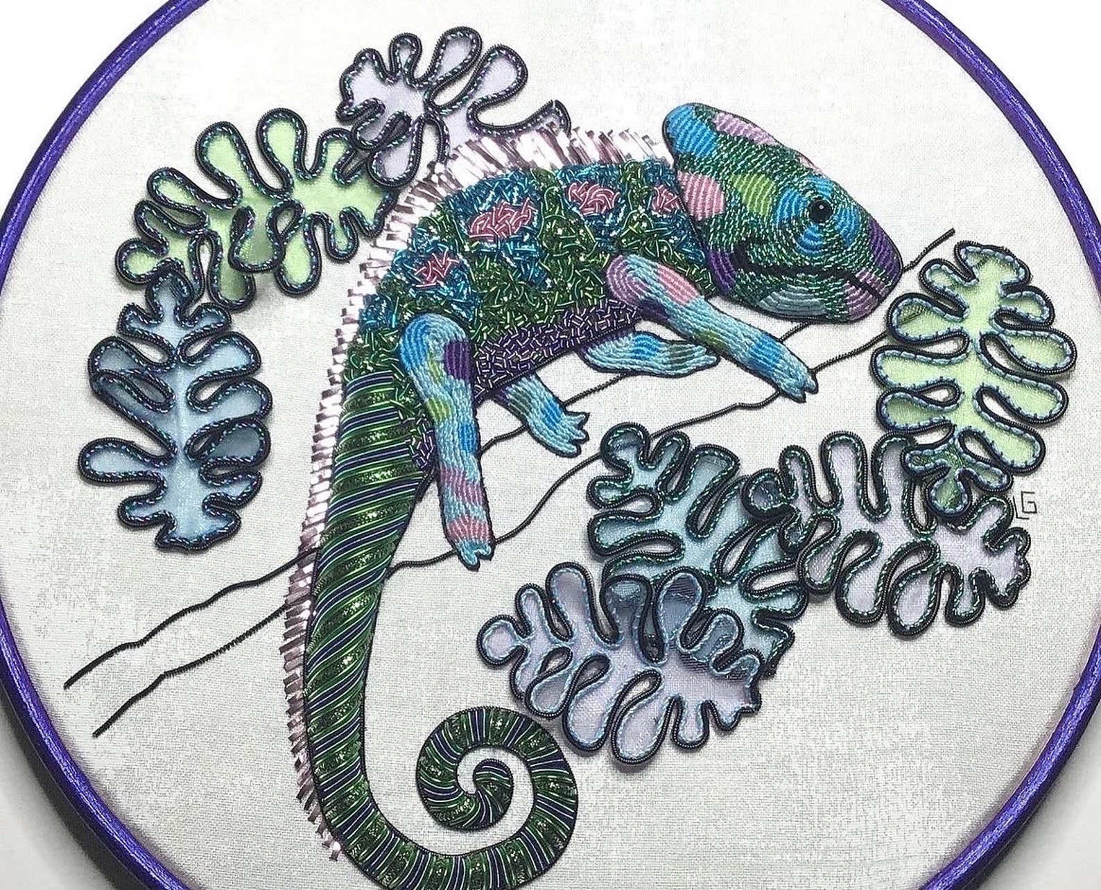 Disco Dave the Chameleon Full Kit Goldwork Stumpwork - Etsy