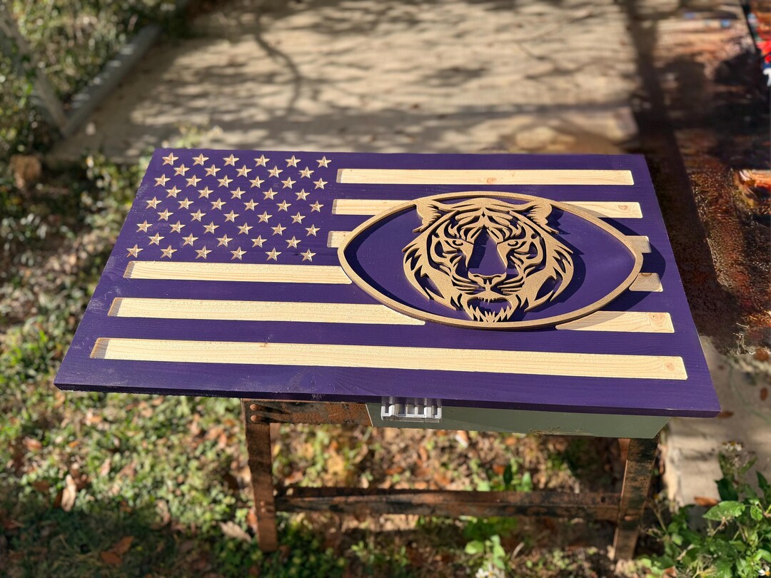 LSU Wooden Flag With 3d Logo - Etsy