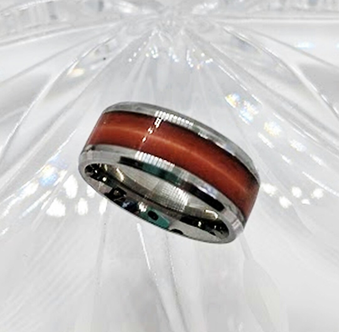 Papaya Mica Powdered Stainless Steel Inlay Ring Size 7 - Etsy