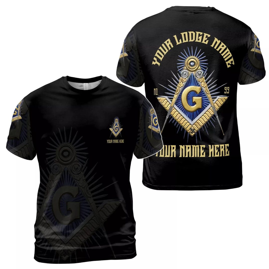 Custom Freemason T-shirt - Personalized Black Masonic Tee With Lodge ...
