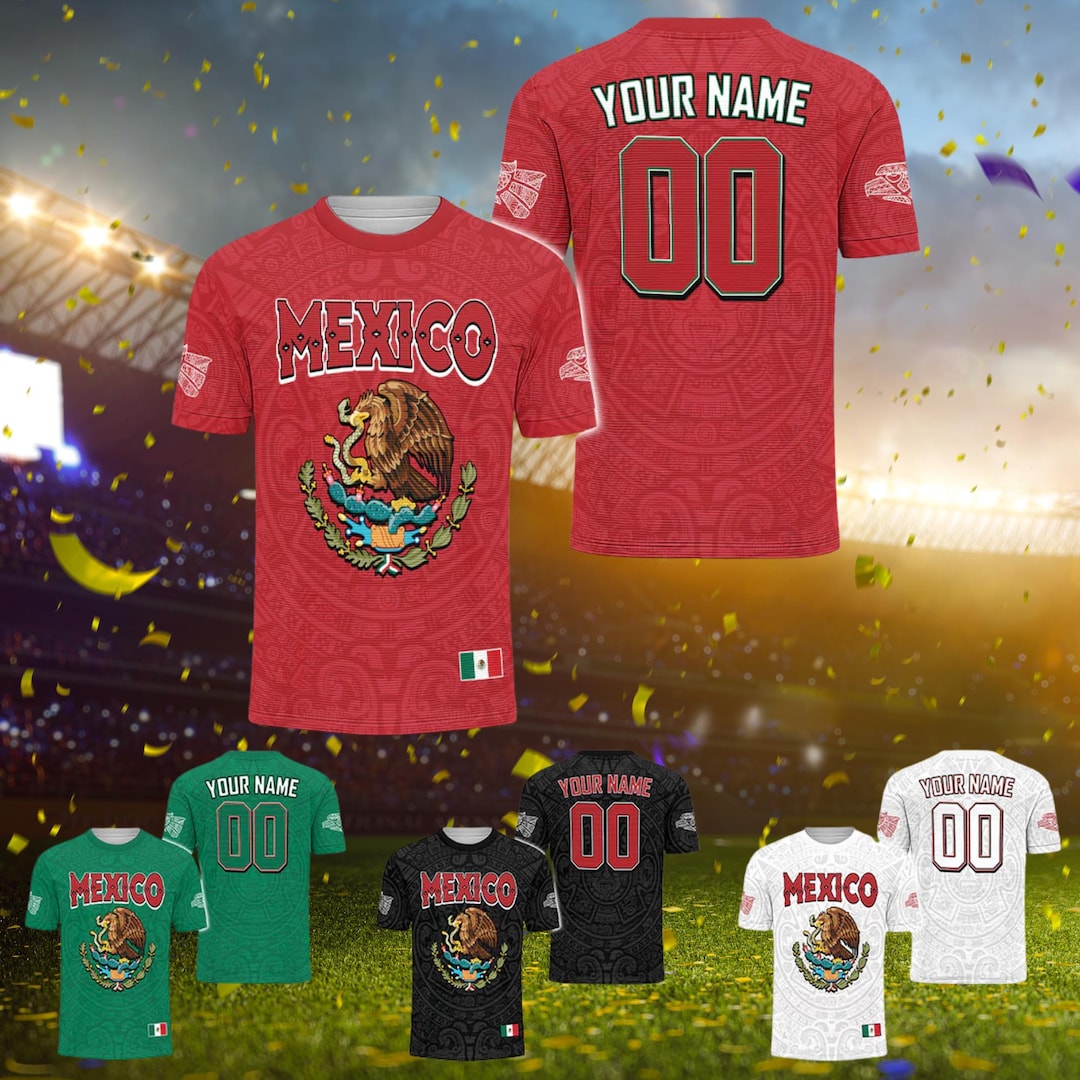 Mexico 3D Soccer Jersey – Custom Name & Number, Eagle Crest Aztec ...