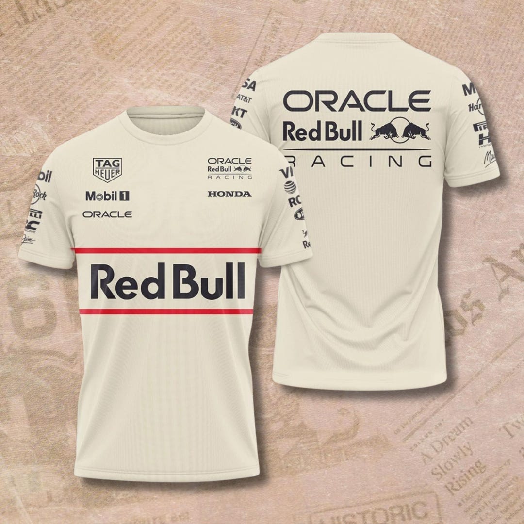 Formula Racing Style T-shirt With Bold Sponsor-inspired Design, White ...
