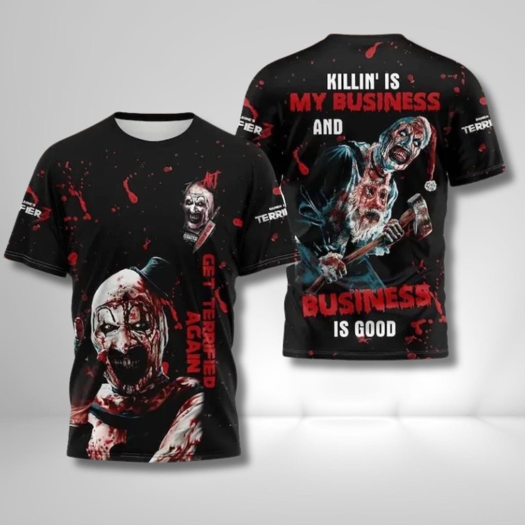 Horror Killer Clown T Shirt With Terrifier Art Graphic Print, Halloween ...