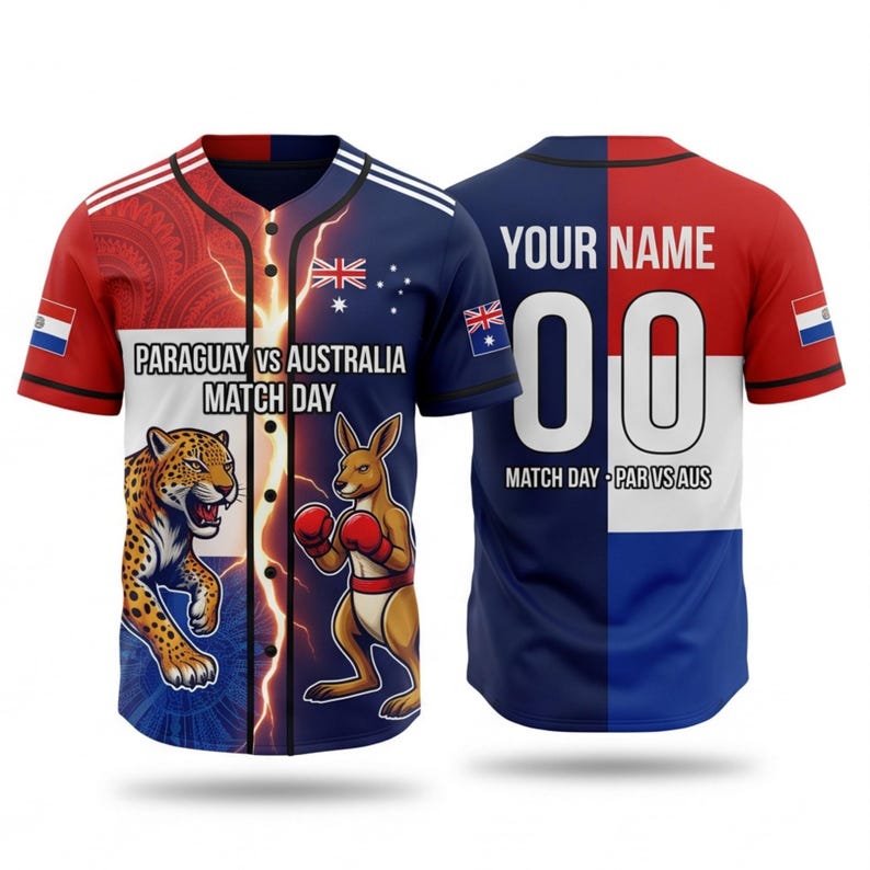 Paraguay Vs Australia Match Day Apparel Set, Custom Name Number Fan ...