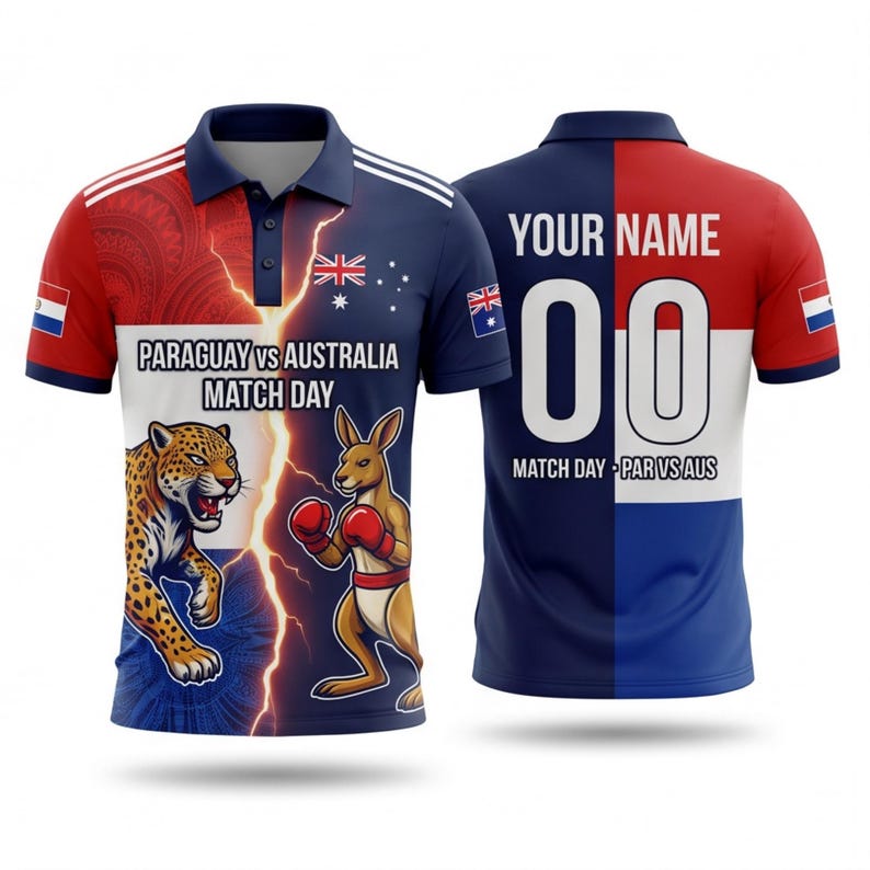 Paraguay Vs Australia Match Day Apparel Set, Custom Name Number Fan ...