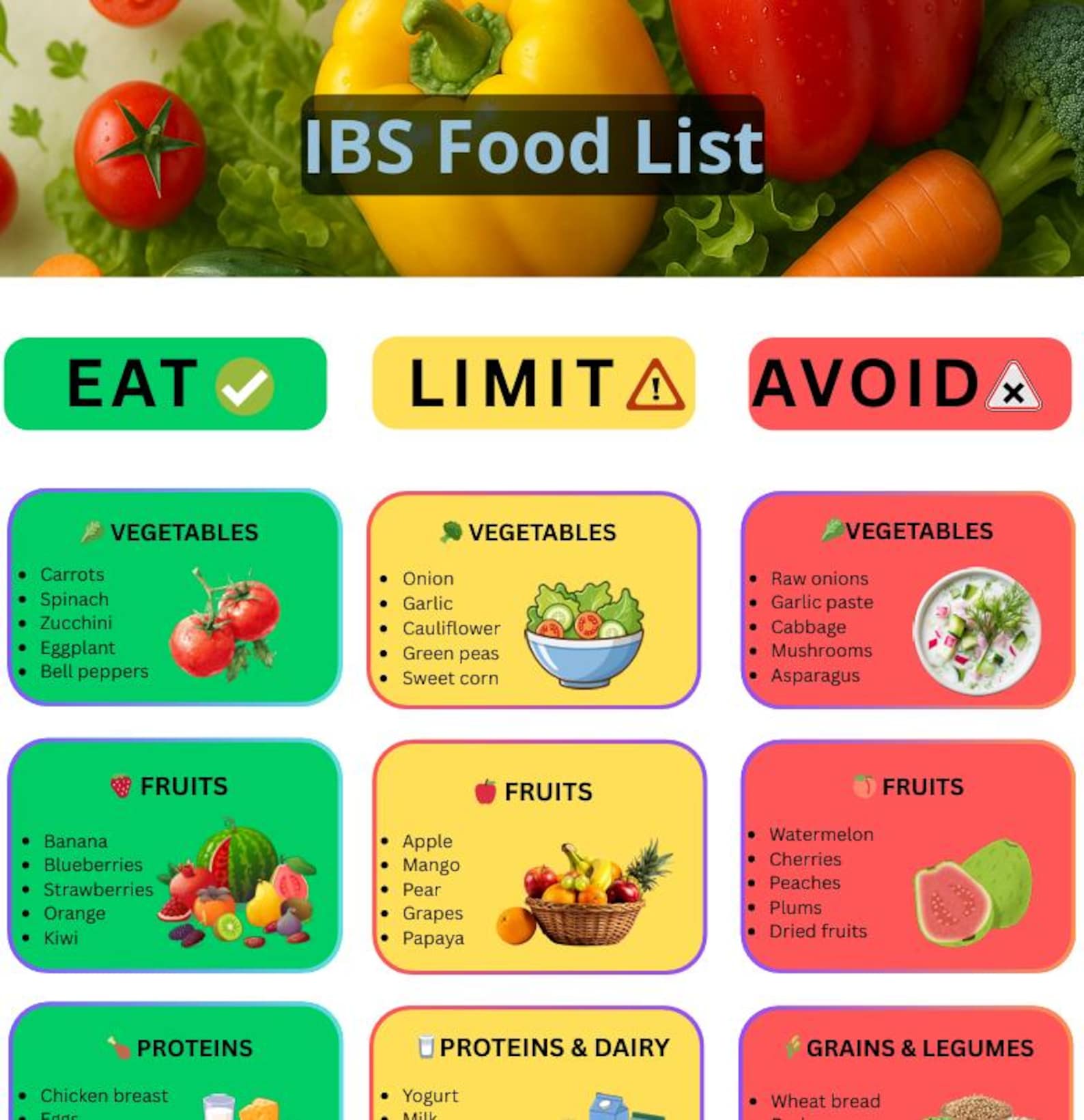 IBS Food List | Printable Grocery Guide (PDF) - Etsy