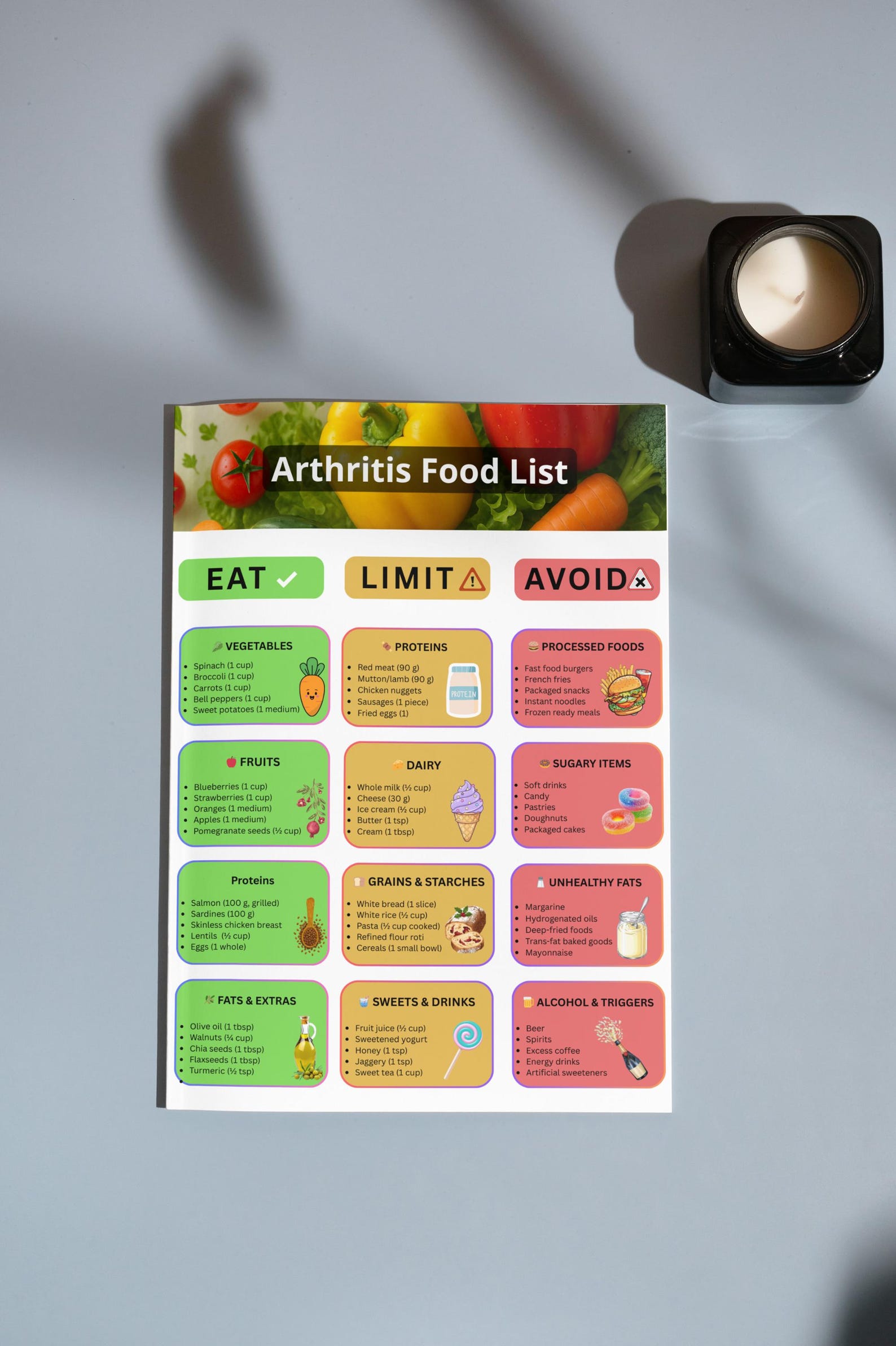 Arthritis Food List Printable | Anti Inflammatory Diet Chart | Joint ...