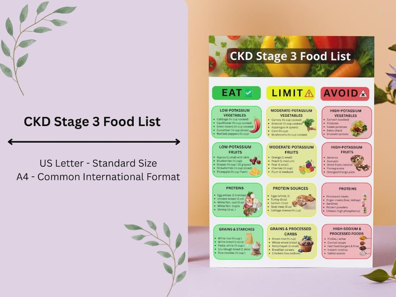 CKD Stage 3 Food List | Printable Kidney Disease Diet PDF | Low Sodium ...