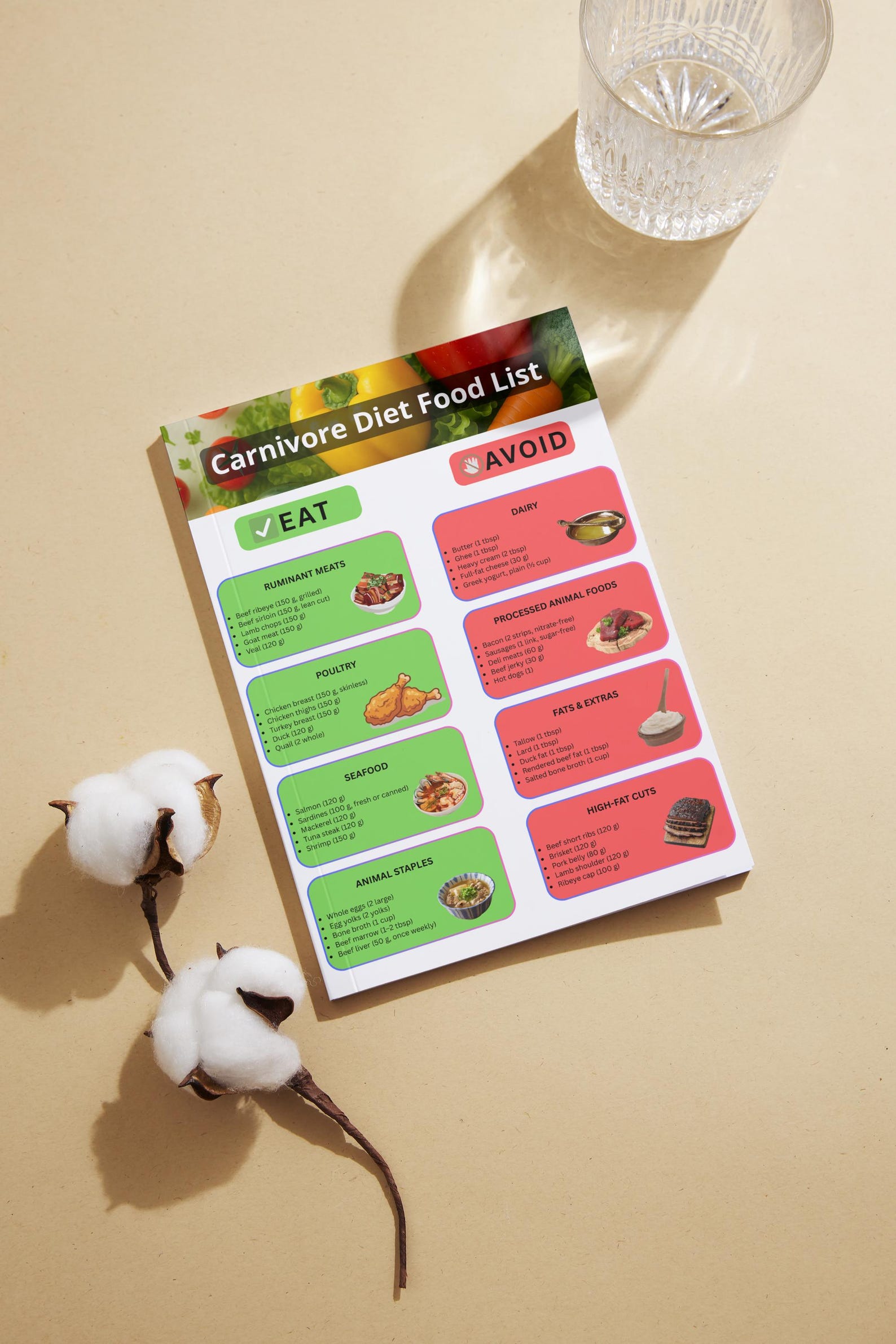 Carnivore Diet Food List | Zero Carb, Animal Based (A4 & US Letter ...
