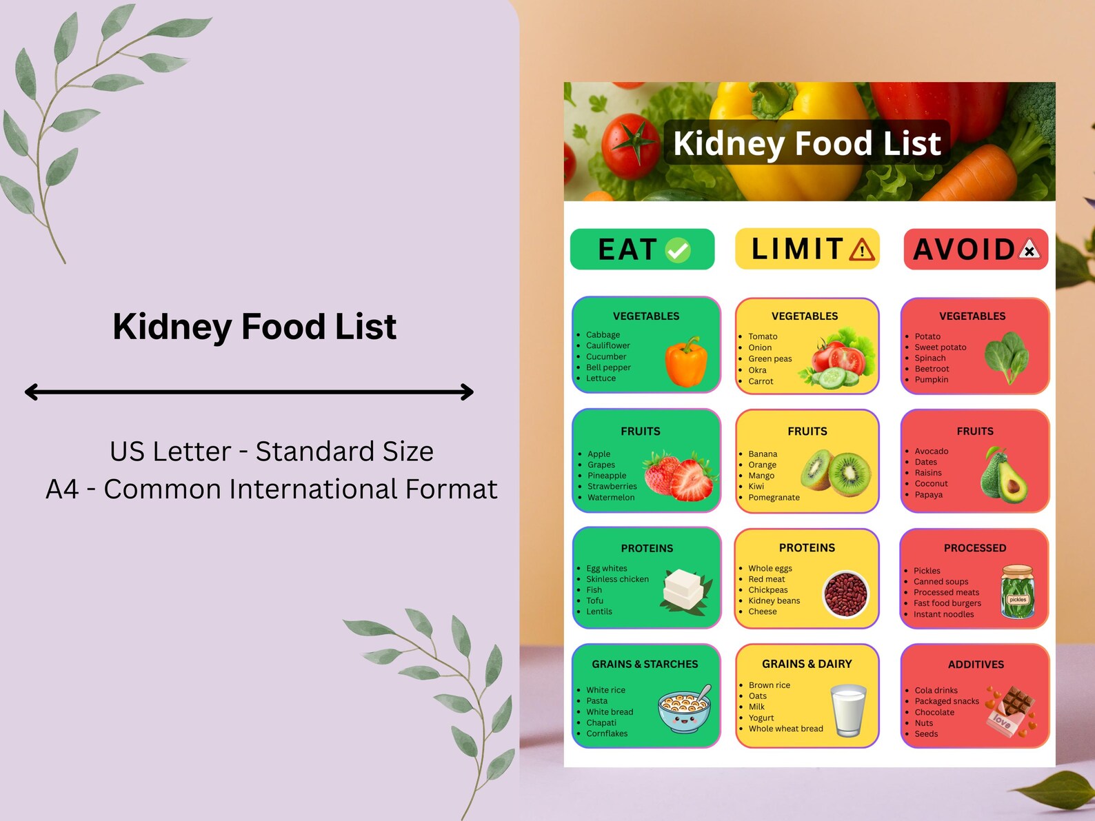 Kidney Food List PDF, Renal Diet Chart, Low Sodium Low Potassium Foods ...