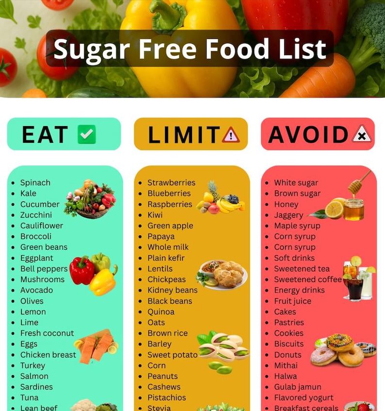 Sugar Free Food List | Printable Grocery Guide (PDF) - Etsy