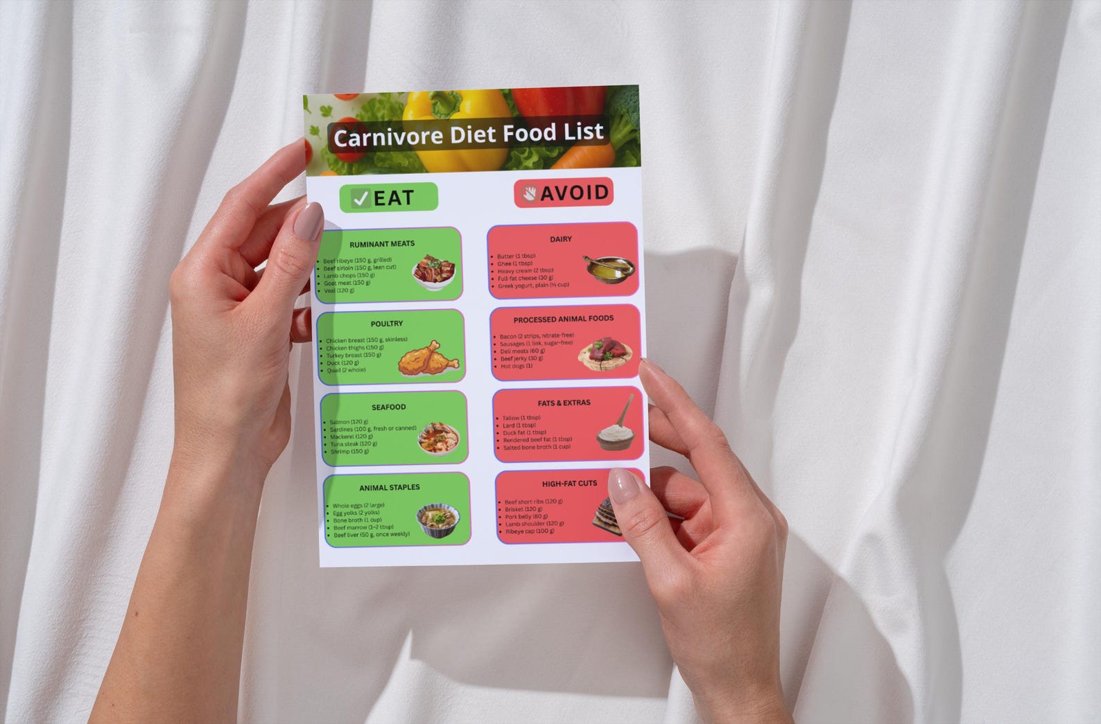 Carnivore Diet Food List | Zero Carb, Animal Based (A4 & US Letter ...