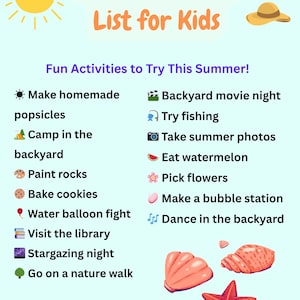 Summer Bucket List for Kids – Printable Checklist of Fun Summer ...