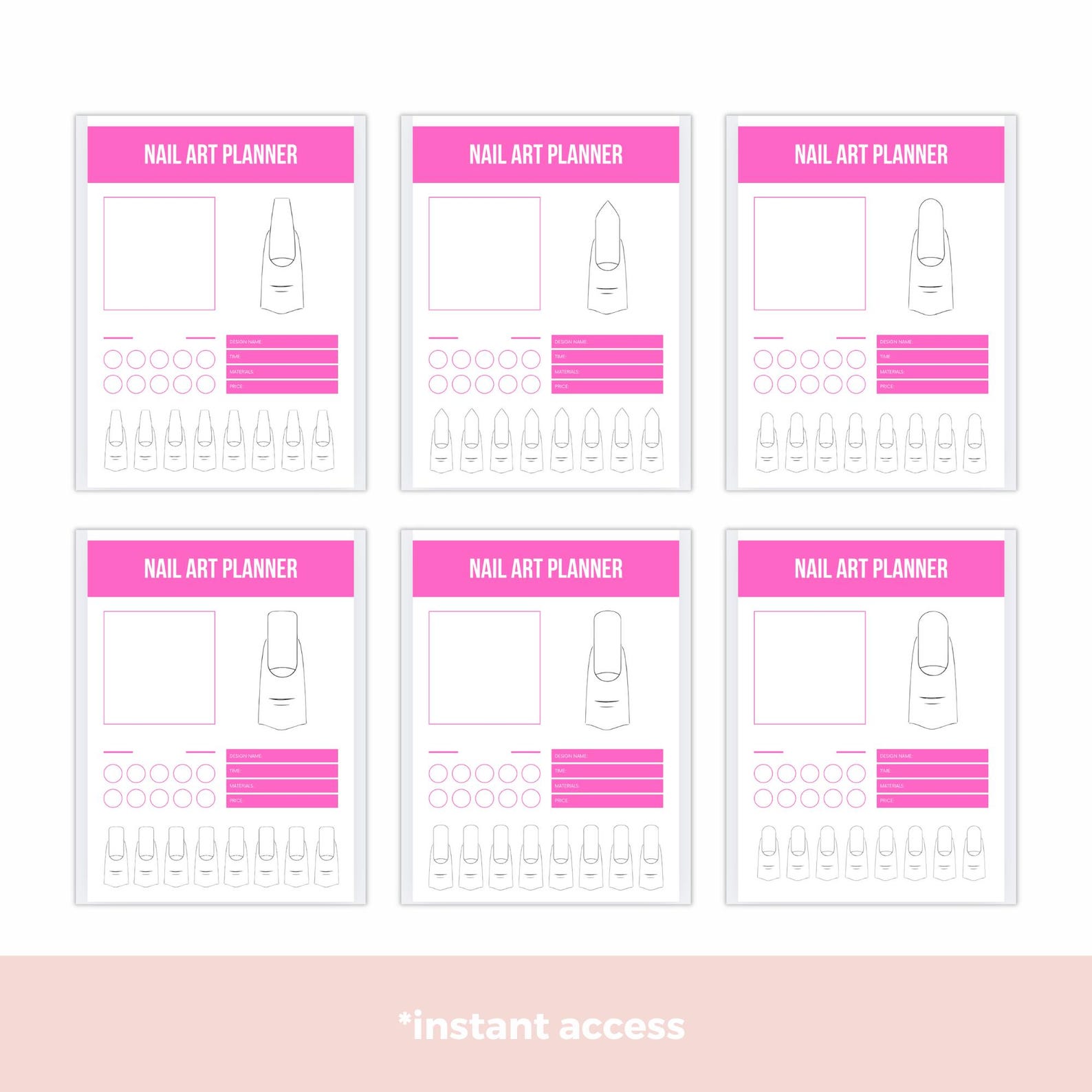 Nail Planner & Design Sheets | Printable Nail Art Templates | Instant ...