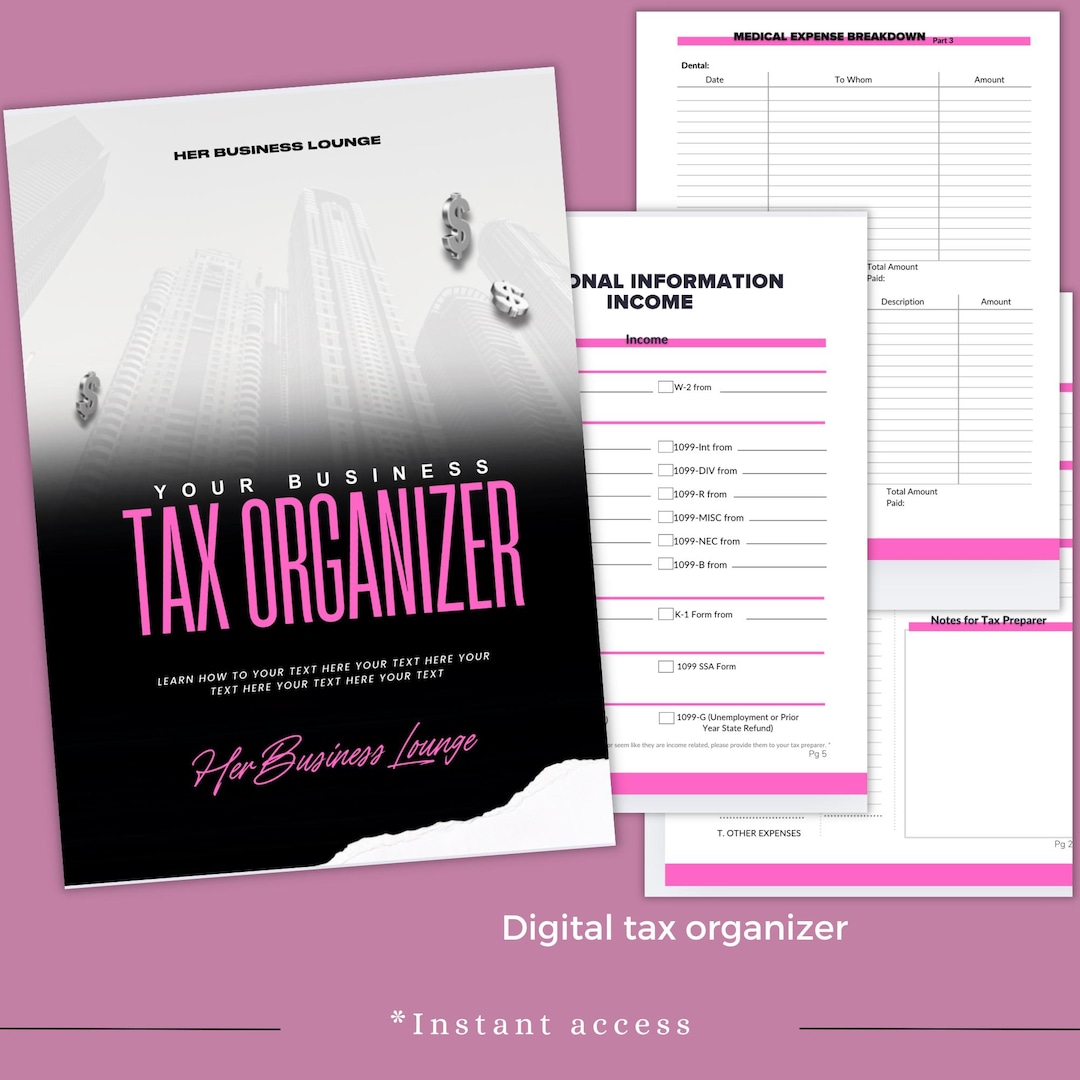 Tax Organizer Printable | Income & Expense Tracker | Digital Download ...