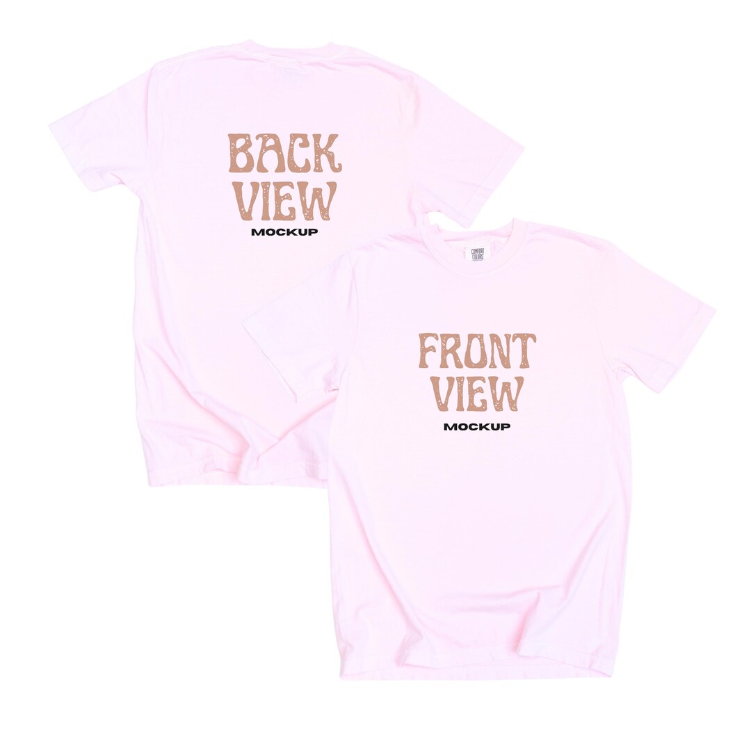 Split View Comfort Colors 1717 Blossom T-shirt Mockup: Front & Back ...