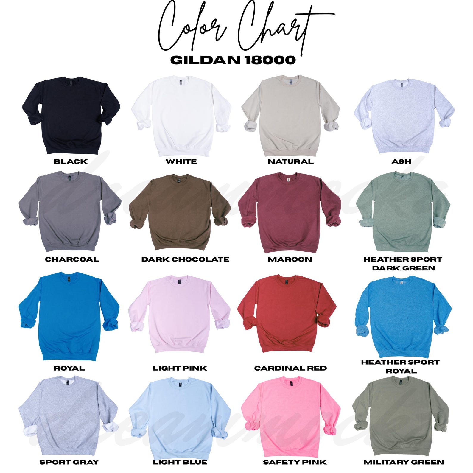 Gildan 18000 Sweatshirt Color Chart Mockup (digital Download) - Etsy