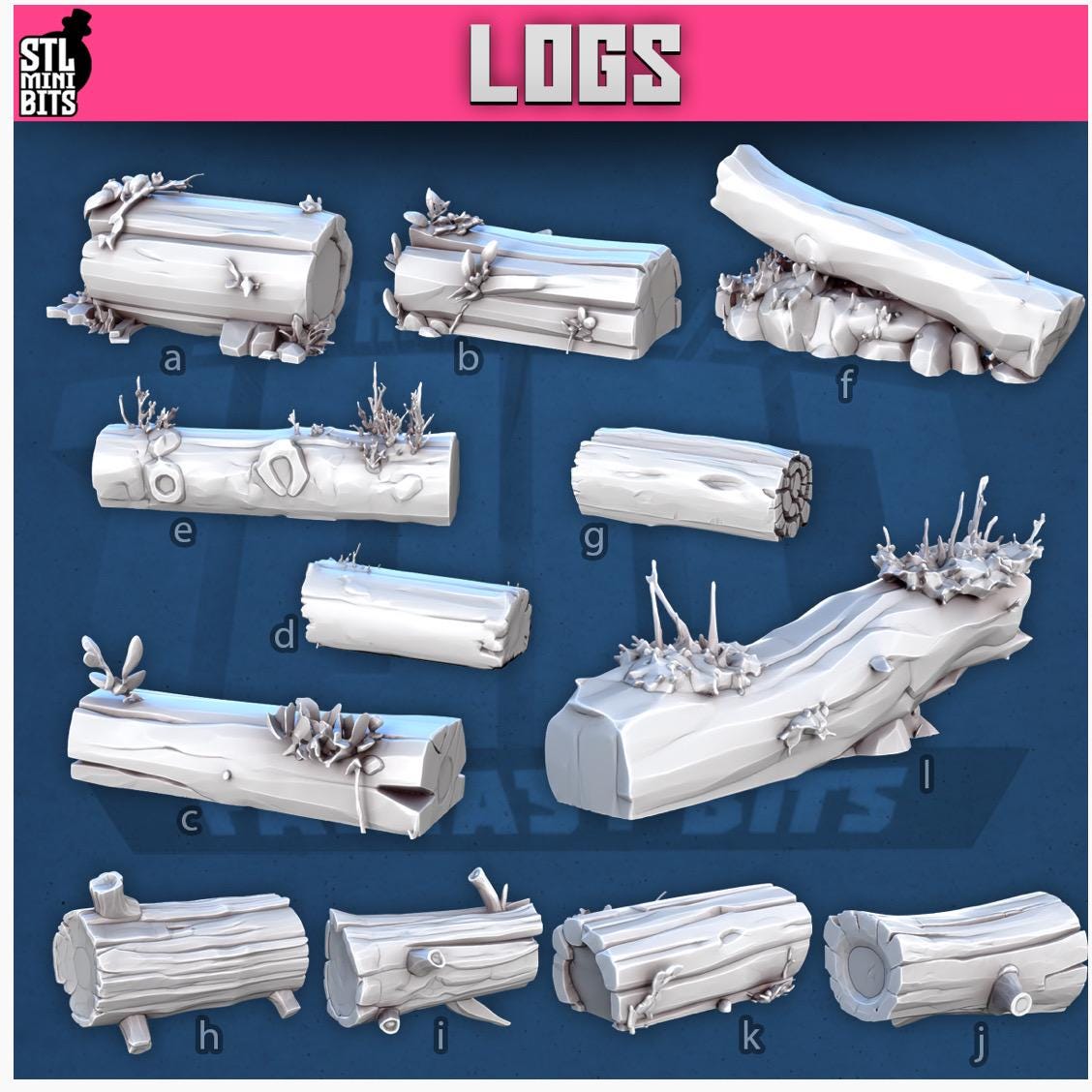 Set of 12 Logs - 32mm Scale - TTRPG Terrain and Accessories - STL Mini ...