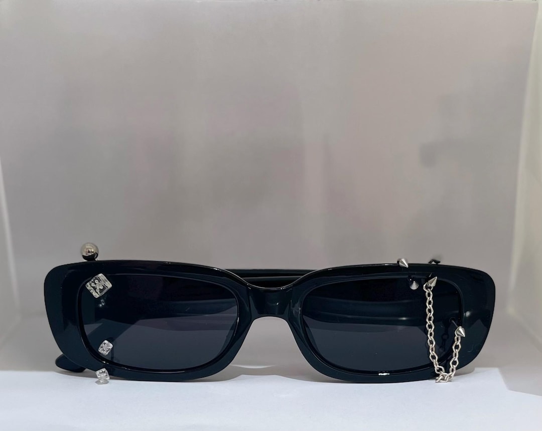 CUSTOM Pierced Sun Glasses With Chains and Charms, Edgy Sunglasses ...