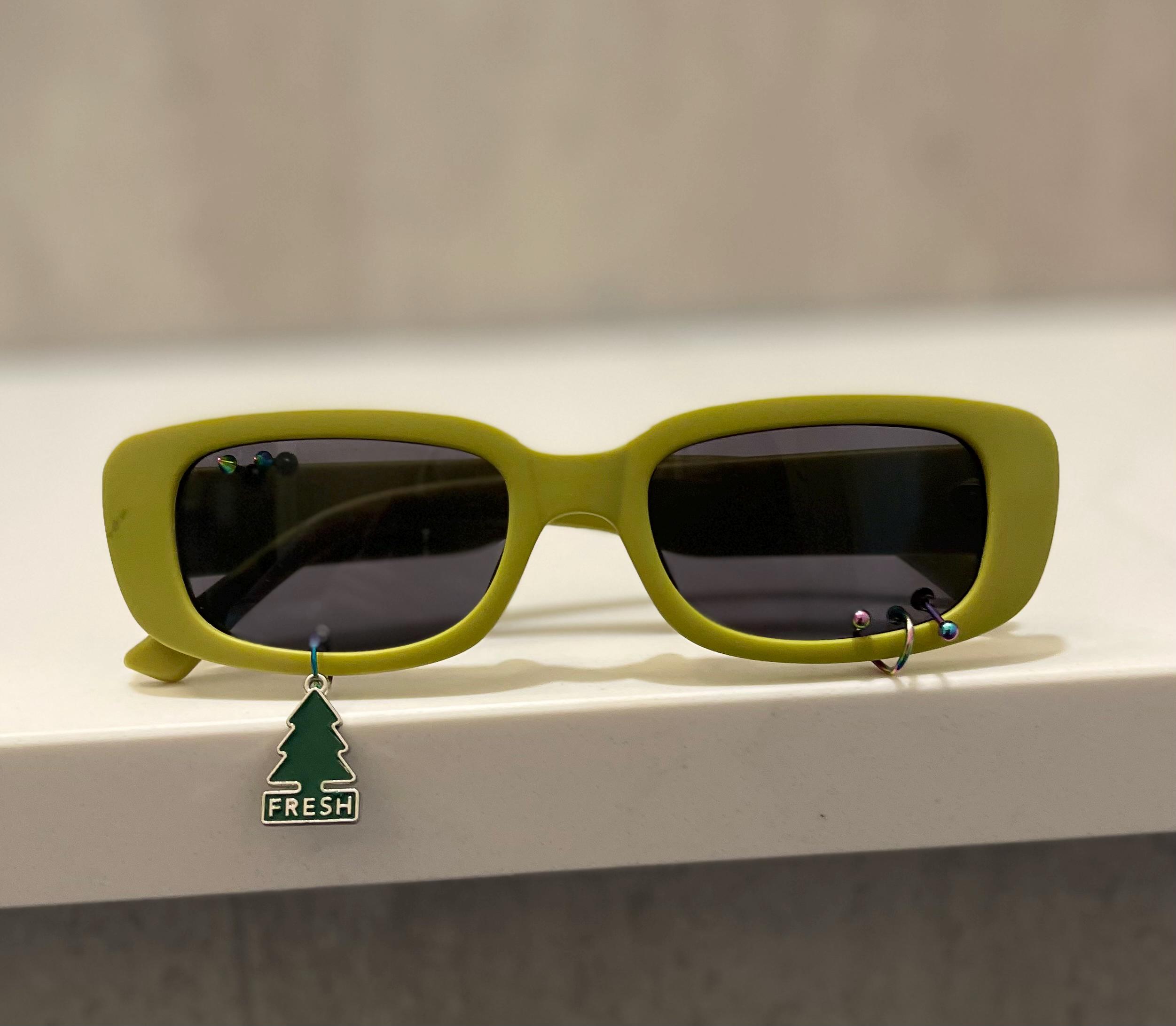 CUSTOM Pierced Sun Glasses With Chains and Charms, Edgy Sunglasses ...