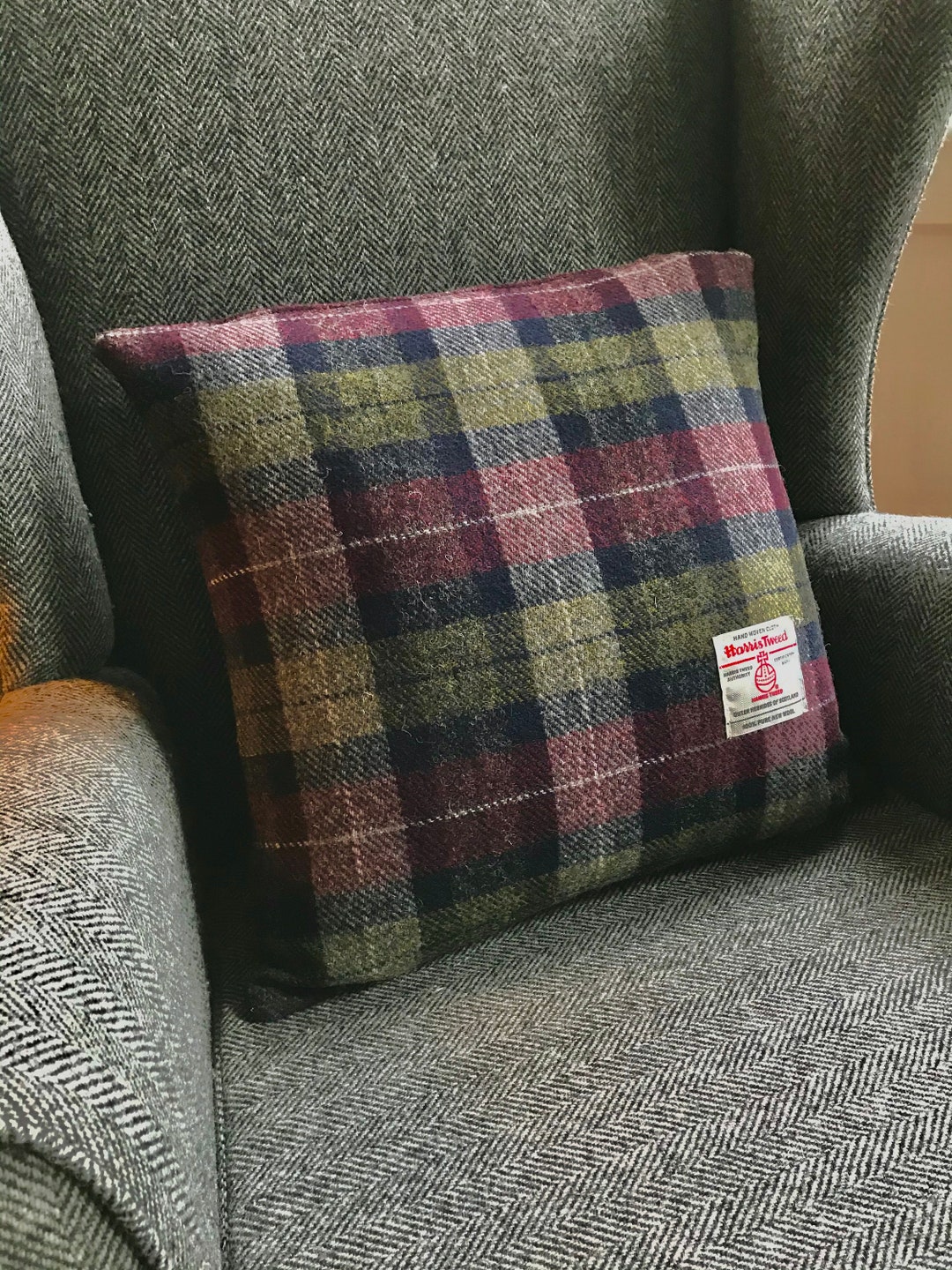 Harris Tweed Cushion: Red Plaid Tartan Throw Pillow - Etsy