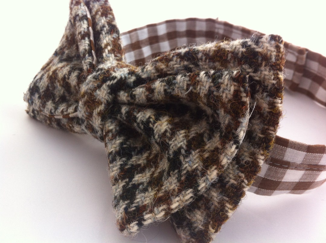 Harris Tweed Bow Tie, Hounds Tooth Tartan Wedding Tie - Etsy