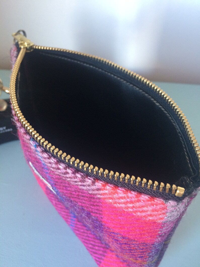 Yellow Pouch Harris Tweed Pouch Yellow Cosmetic Pouch Plaid - Etsy