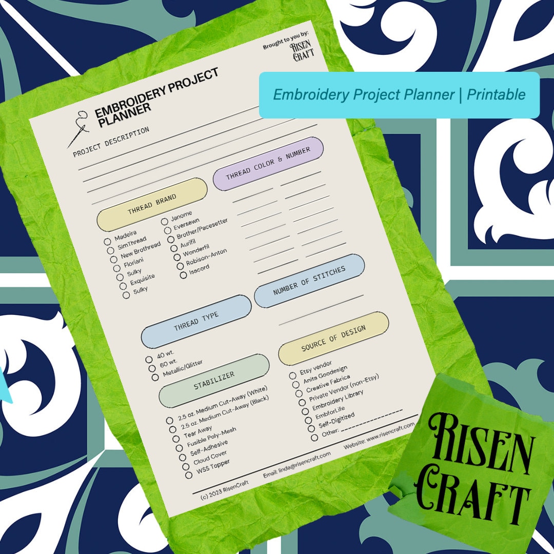 NEW & UPDATED Embroidery Project Planner | Craft Project Planner ...
