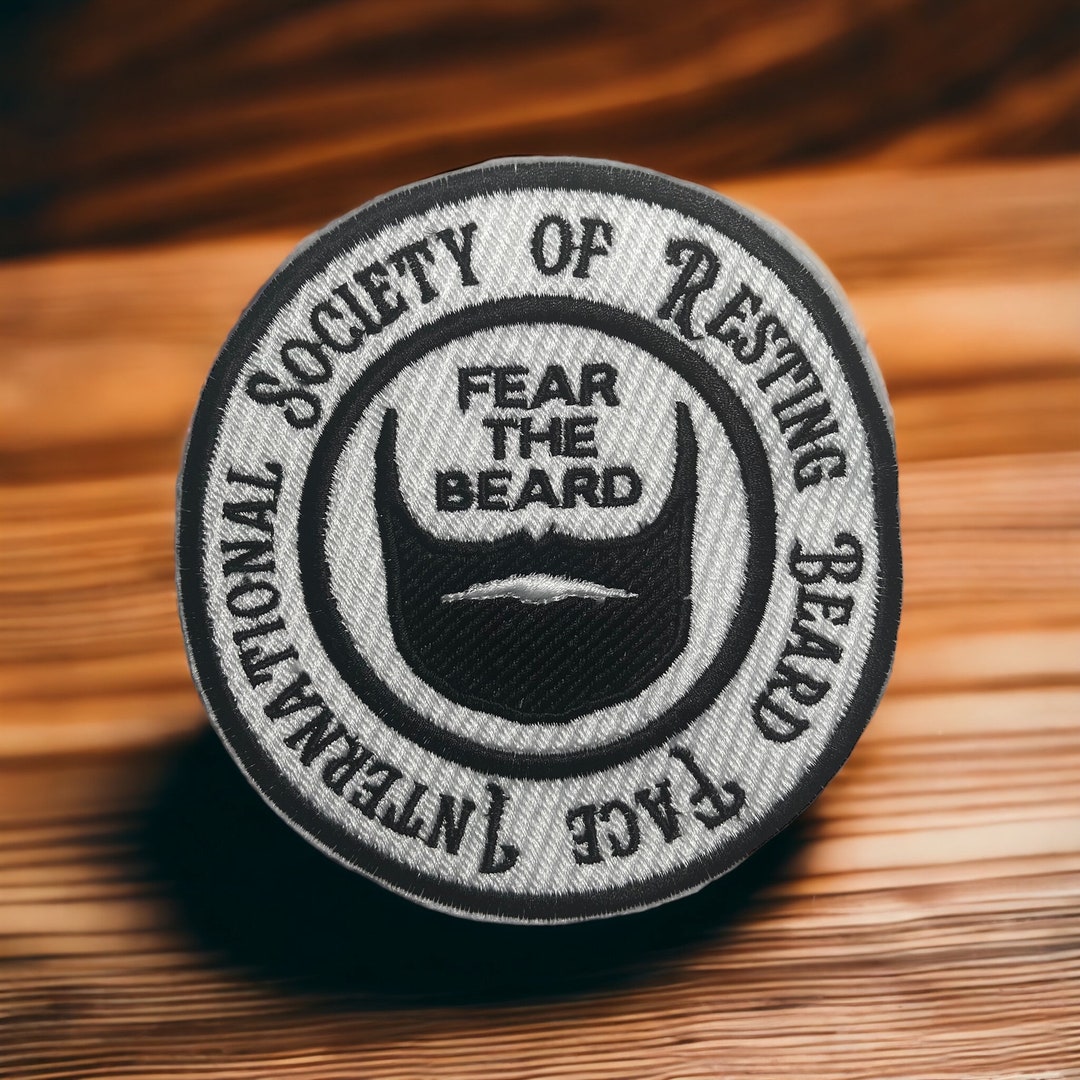 Resting Beard Face Round Embroidered Patch - Etsy