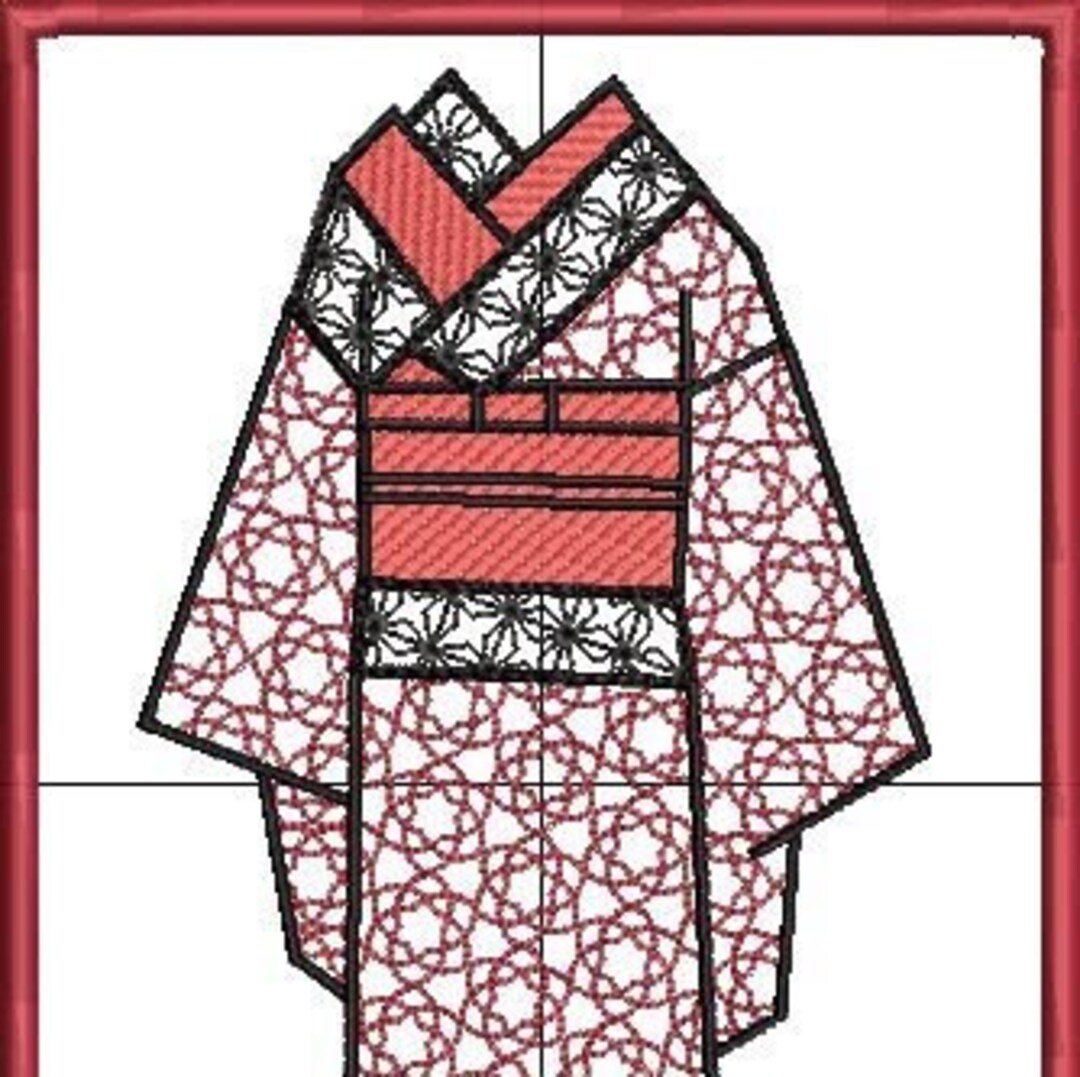 Women's Japanese Kimono Motif Embroidery Design - Instant Download ...