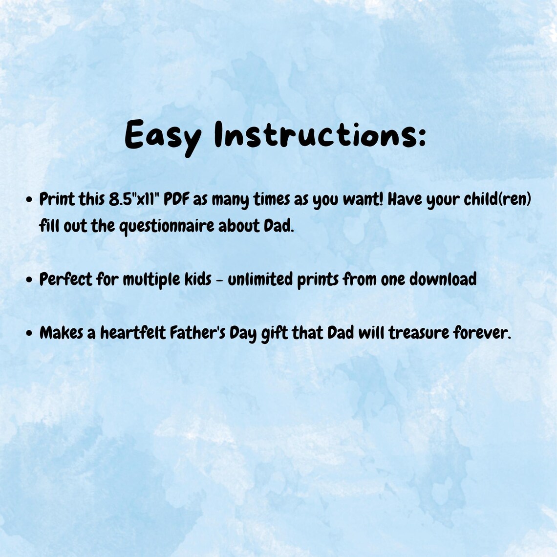 All About My Dad Father's Day Questionnaire Pdf-instant Download-fill ...