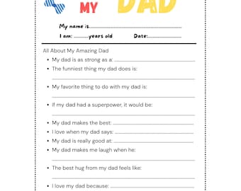All About Dad: Father's Day Fill-in Keepsake Questionnaire -instant PDF ...