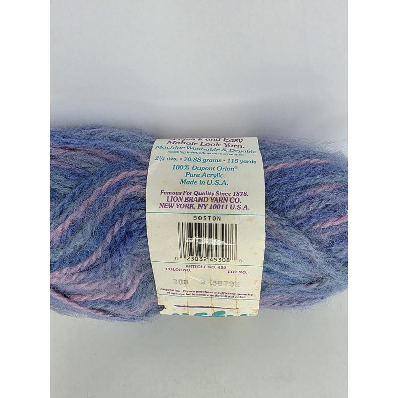 Jiffy Lion Brand 308 Boston Yarn 2.5 Oz. 115 Yards Dupont Orlon Mohair ...