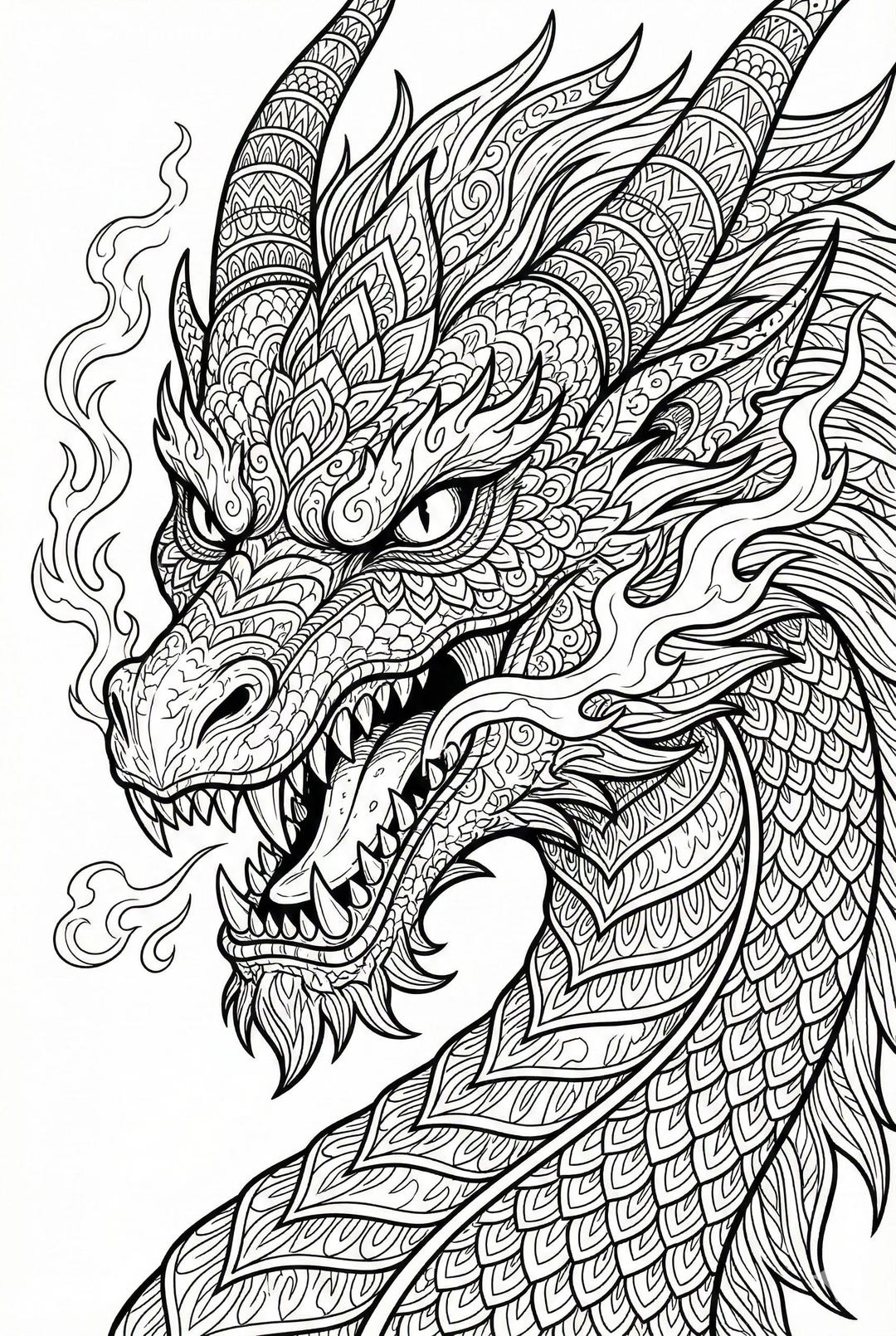 Dragon Coloring Pages | Mythical Creatures Line Art (PDF Pattern Bundle ...