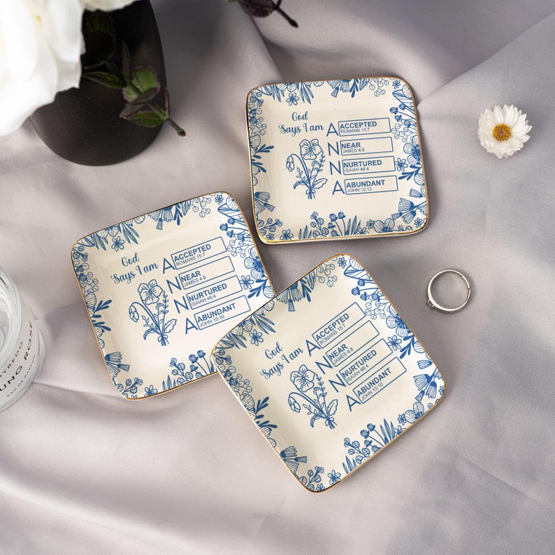 God Says I Am Name Letter in Bible Toile De Jouy Style, Personalized ...