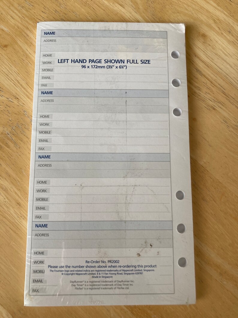Vintage Day-timer Pages - Notation Log, Telephone / Address Pages ...