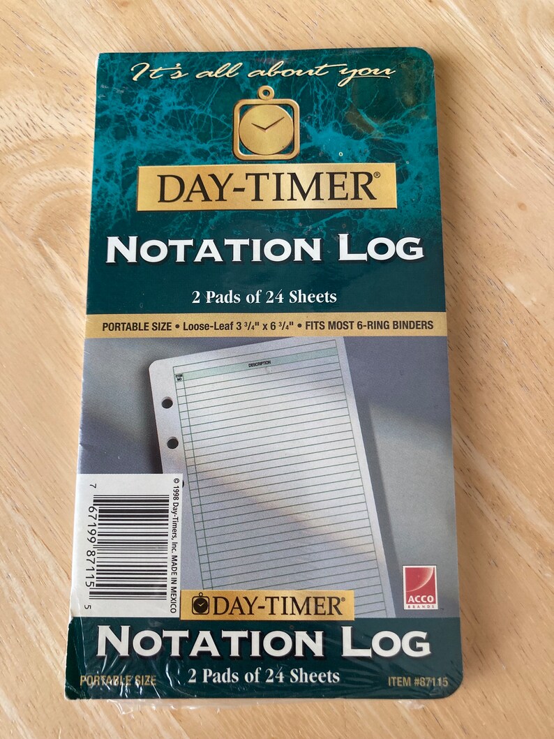 Vintage Day-timer Pages - Notation Log, Telephone / Address Pages ...