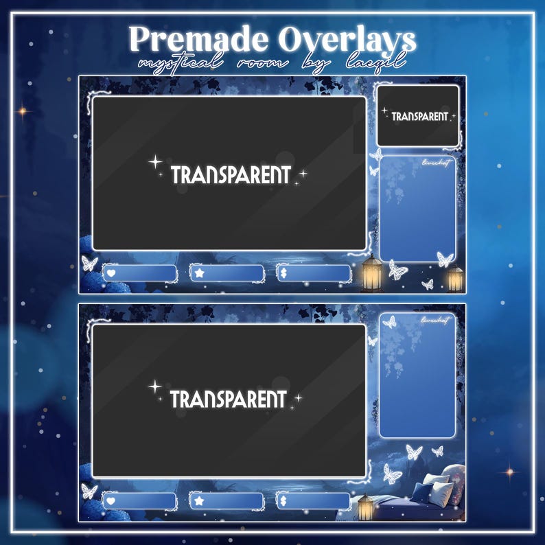Mystical Room Animated Twitch Overlay Package, Cozy Aesthetic Twitch Overlay, Night Background ...