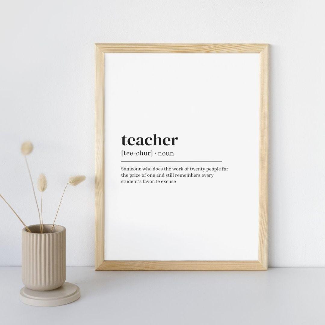 Teacher Definition Poster – Printable Wall Art for Classroom Decor ...