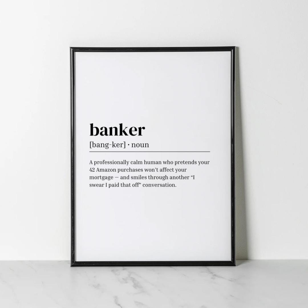 Banker Definition Print | Finance Office Wall Art (digital Download) - Etsy